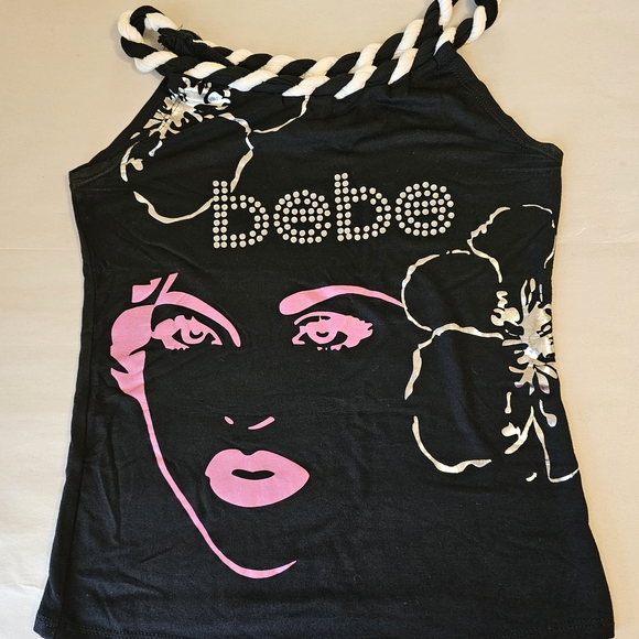 bebe | Tops | Vintage Bebe Black And Pink Embellished Tank Top | Poshmark